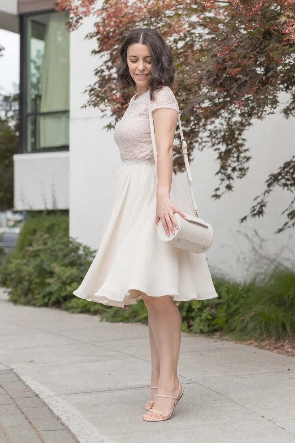 Chiffon Midi Skirt | Birdie. | Cream and Rose | Minimalist and Elegant